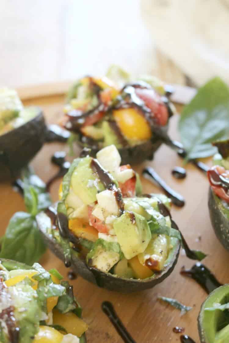 Caprese Stuffed Avocado - Prepare & Nourish