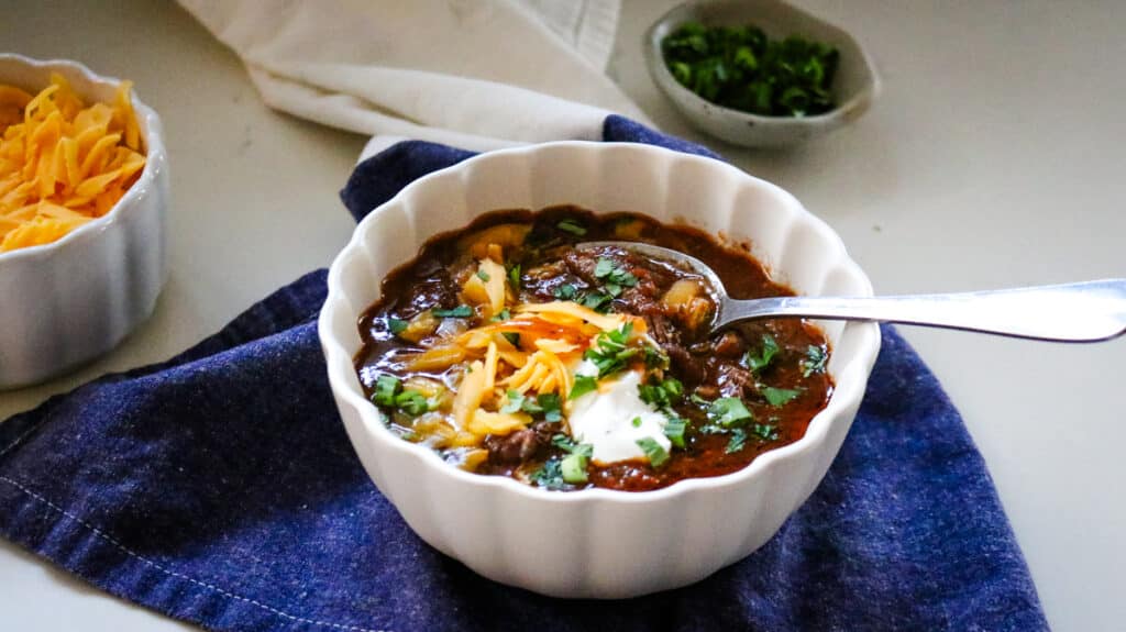 Slow Cooker Shredded Beef Chili - Prepare + Nourish